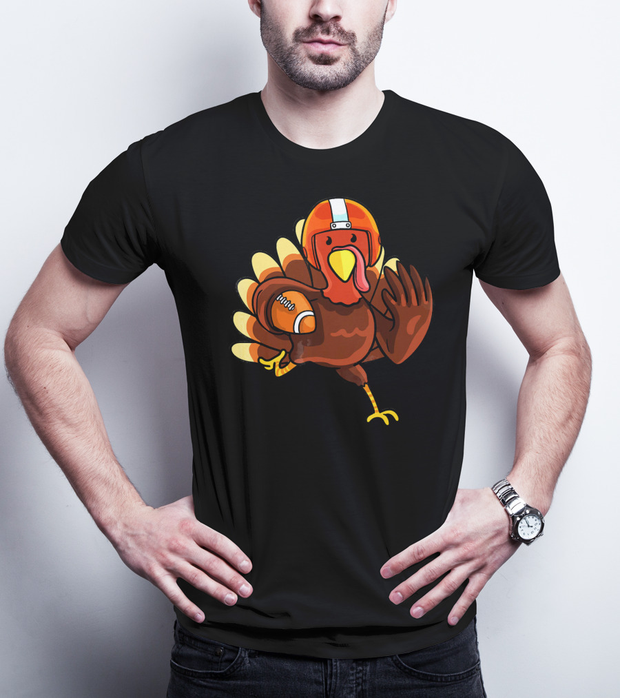 Thanksgiving Turkey In Football Gear Cute Football T-Shirt