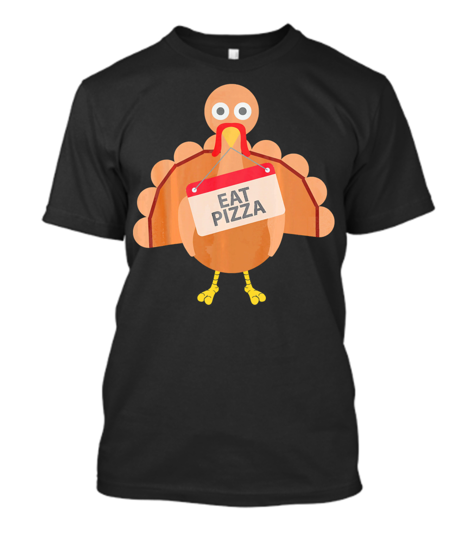 Funny Turkey Eat Pizza Sign Emoji T-Shirt