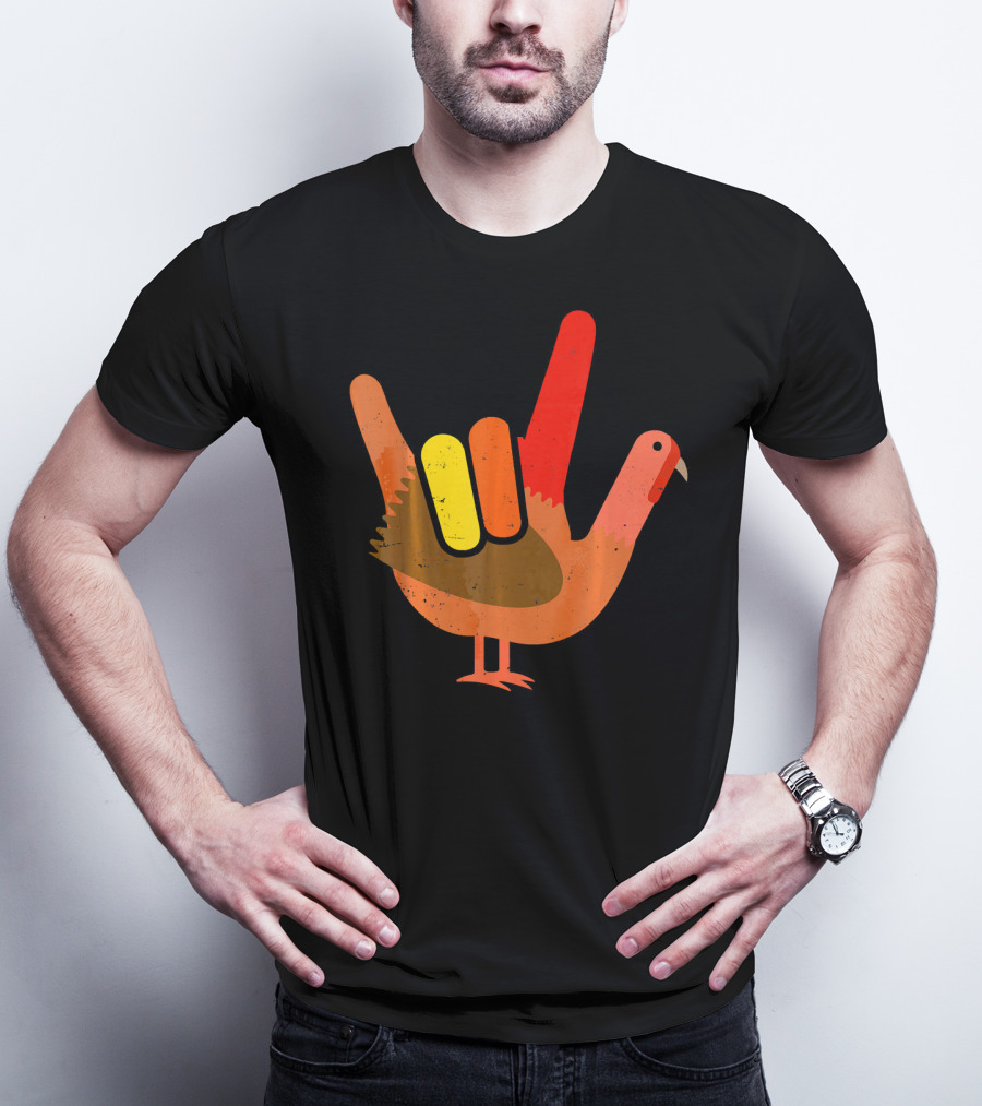 Thanksgiving Turkey American Sign Language Humor T-Shirt