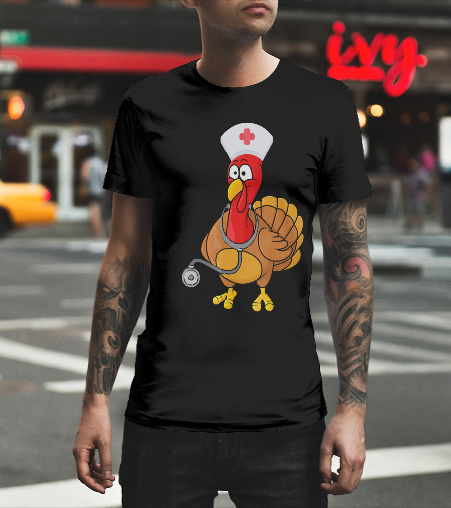 Funny Nurse Turkey For Nurses Thanksgiving T-Shirt