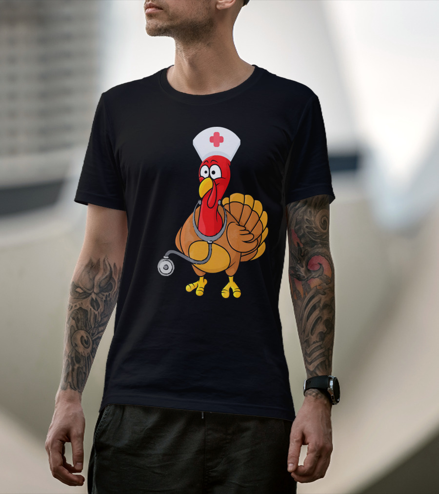 Funny Nurse Turkey For Nurses Thanksgiving T-Shirt