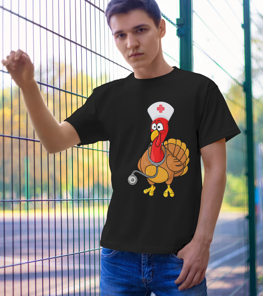 Funny Nurse Turkey For Nurses Thanksgiving T-Shirt