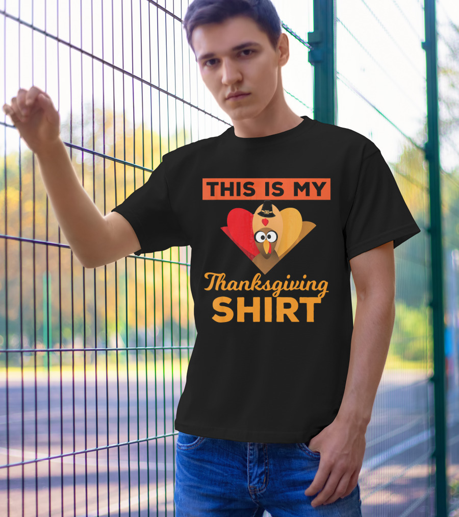 This Is My Thanksgiving Shirt Funny Runaway Turkey T-Shirt