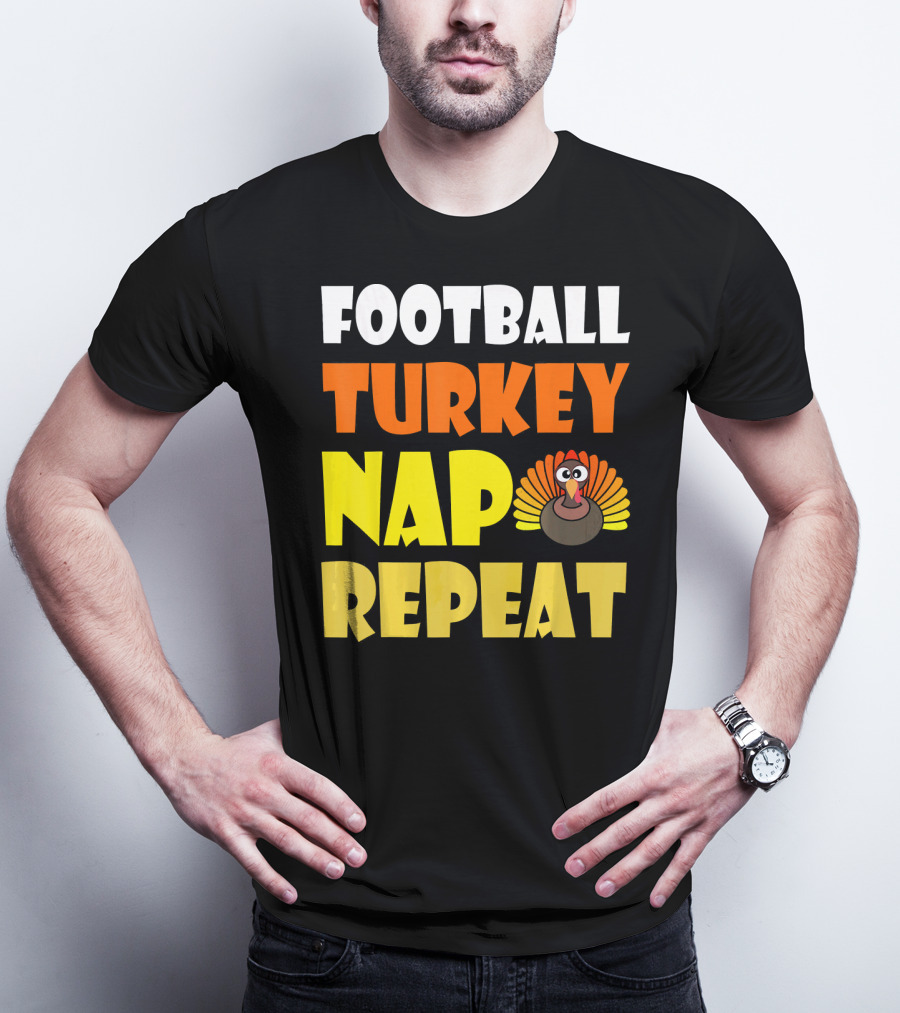 Football Turkey Nap Repeat Thanksgiving Enthusiast T-Shirt