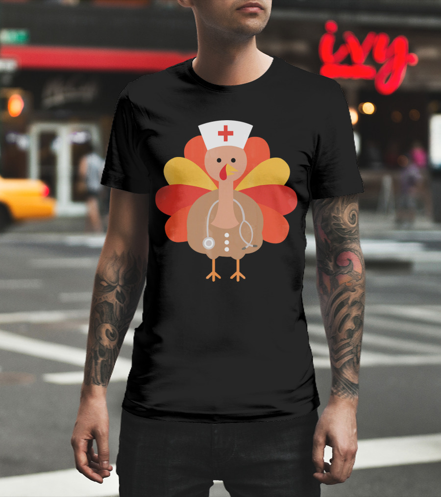 Thanksgiving Nurse Turkey With Stethoscope Cool T-Shirt