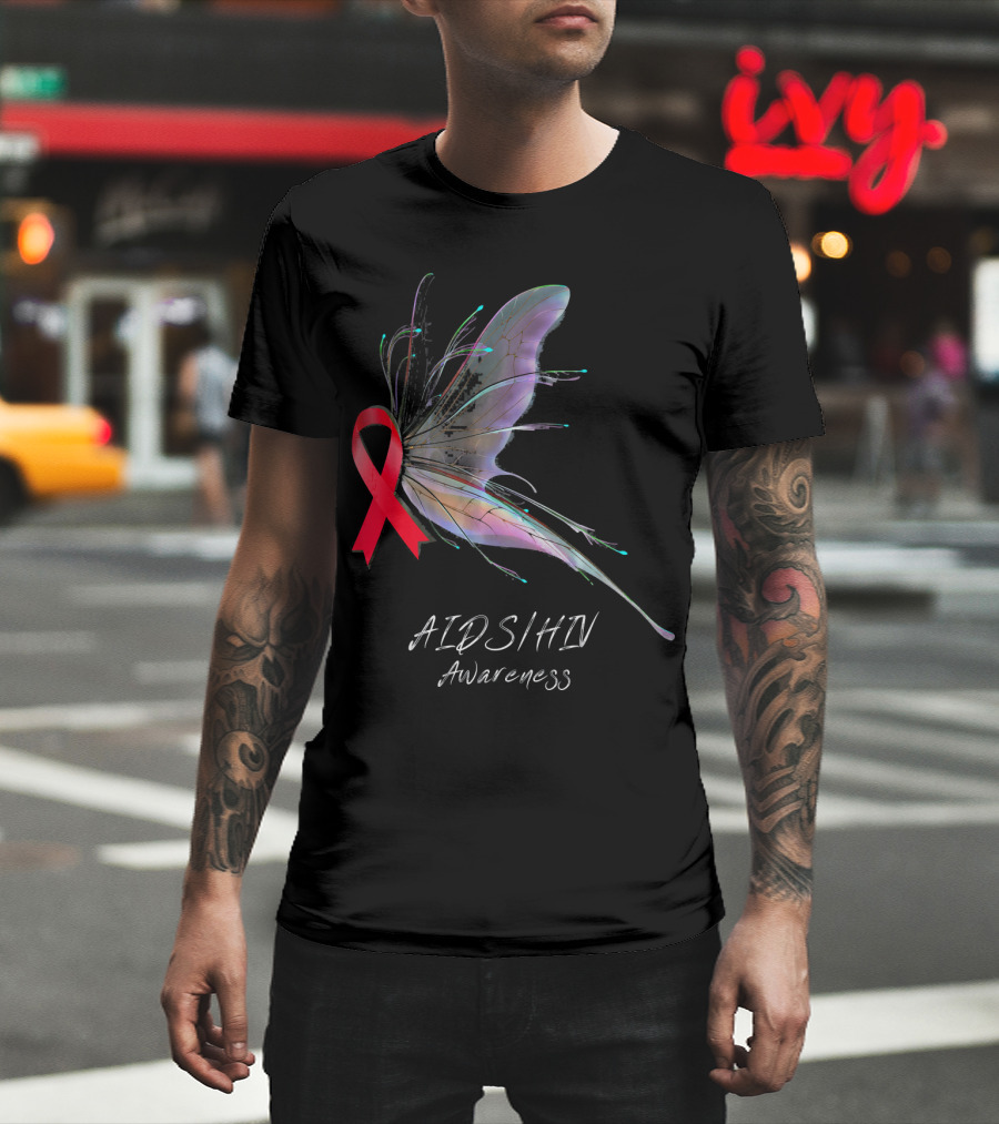 AIDSHIV Awareness Butterfly T-Shirt