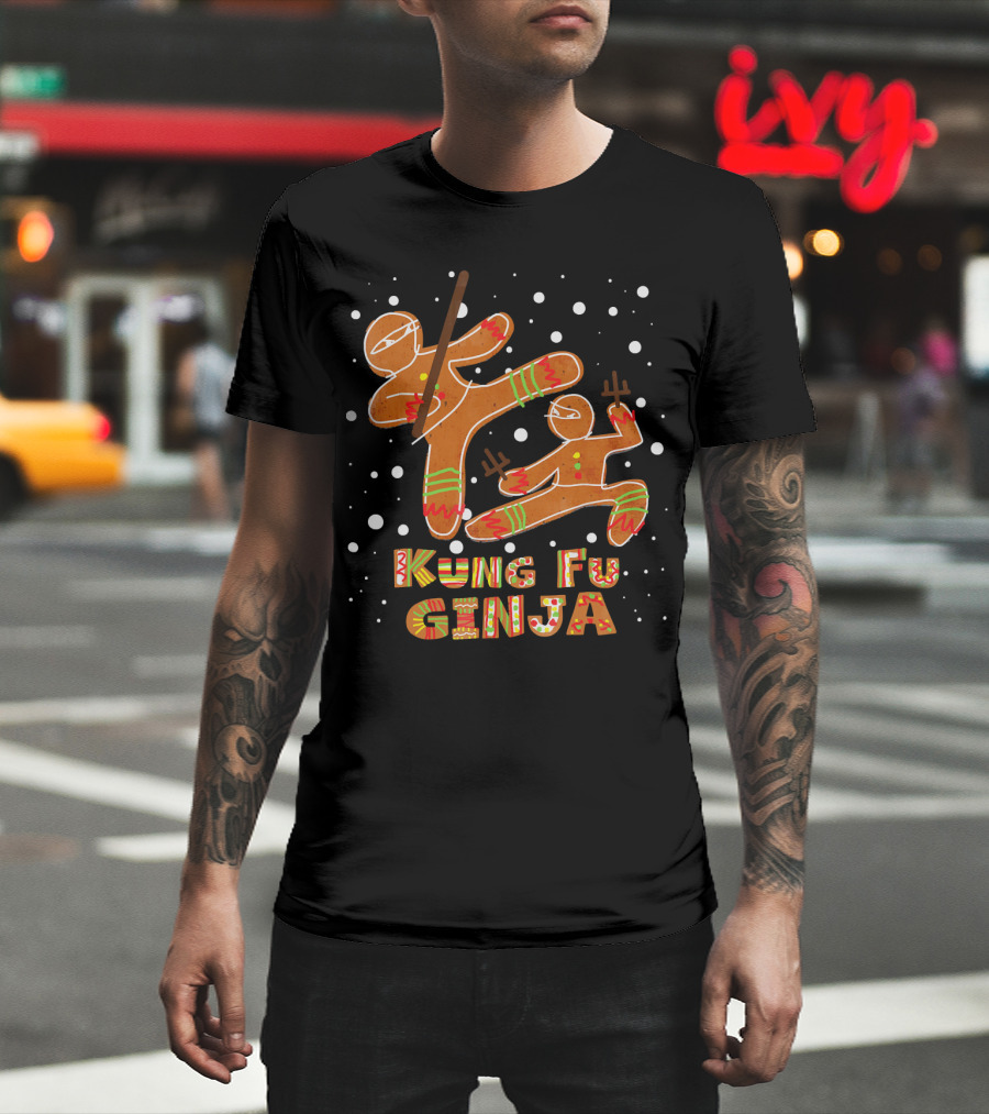Kung Fu Ginja Gingerbread Ninja Holiday Fight T-Shirt