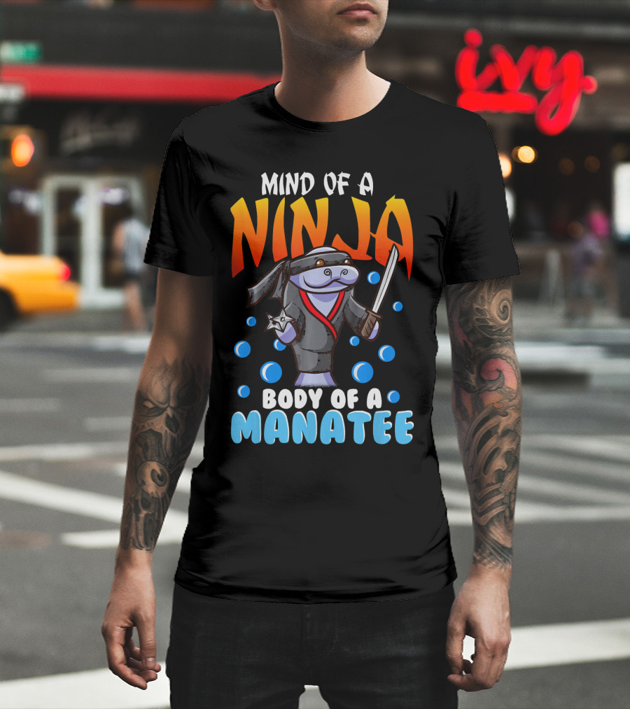 Ninja Manatee Mind Body Joke Quote Chubby Funny T-Shirt