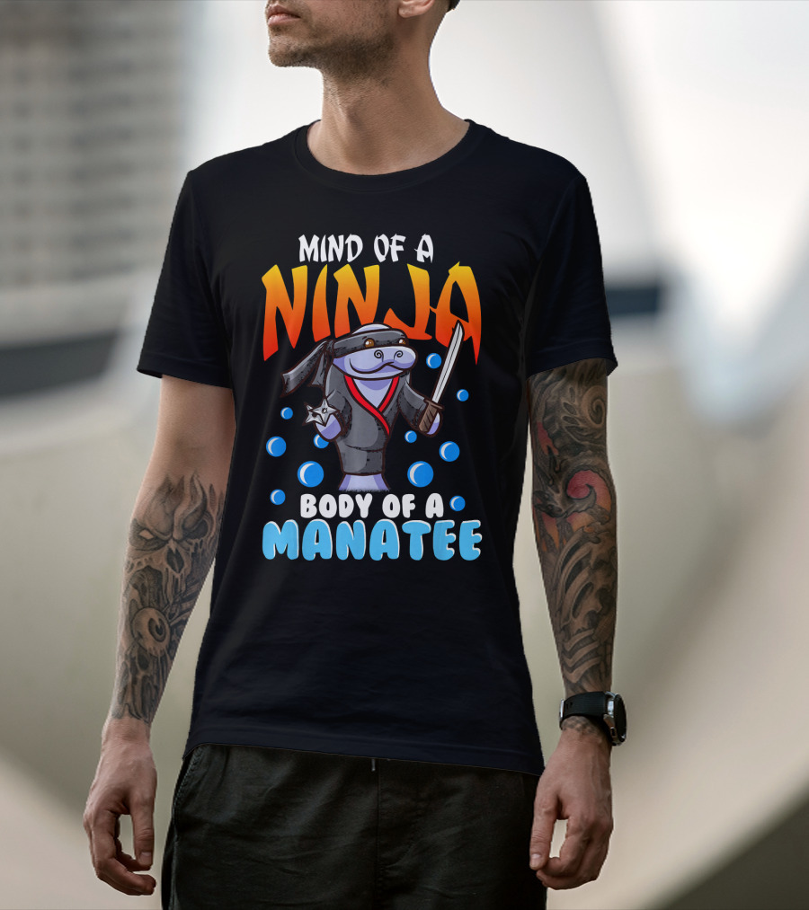 Ninja Manatee Mind Body Joke Quote Chubby Funny T-Shirt