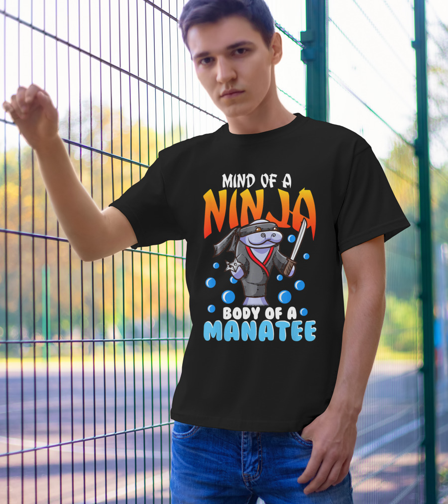 Ninja Manatee Mind Body Joke Quote Chubby Funny T-Shirt