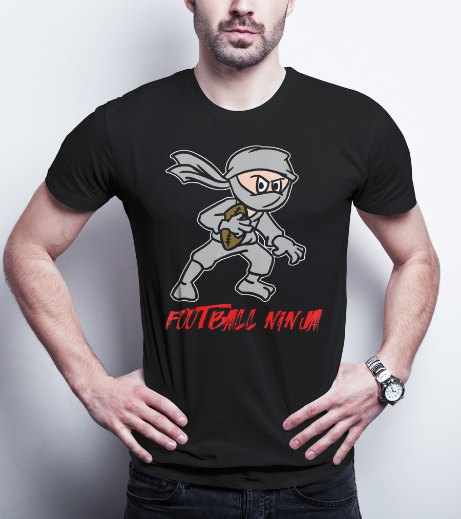 Football Ninja Funny Sport Game League Ninja Holding Football T-Shirt