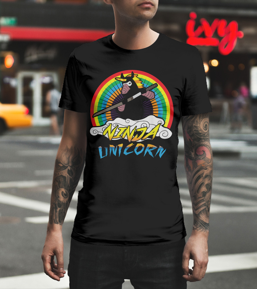 Ninja Unicorn Rainbow Samurai T-Shirt