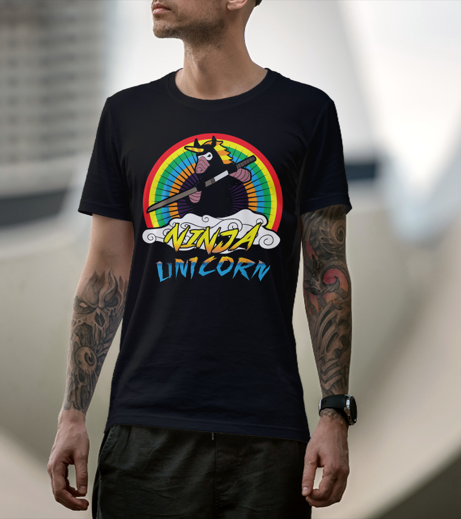 Ninja Unicorn Rainbow Samurai T-Shirt