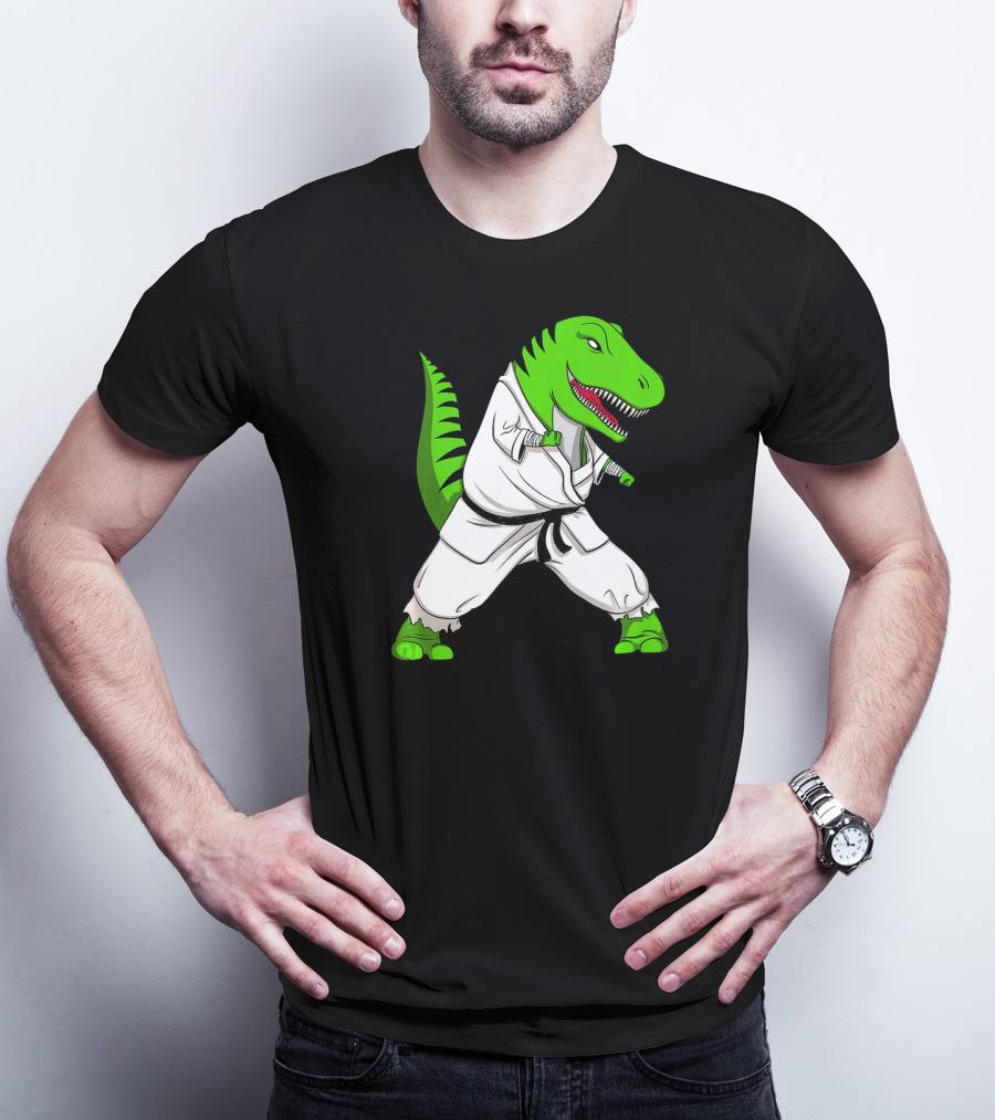 T Rex Dinosaur Karate Ninja Martial Arts Gi T-Shirt