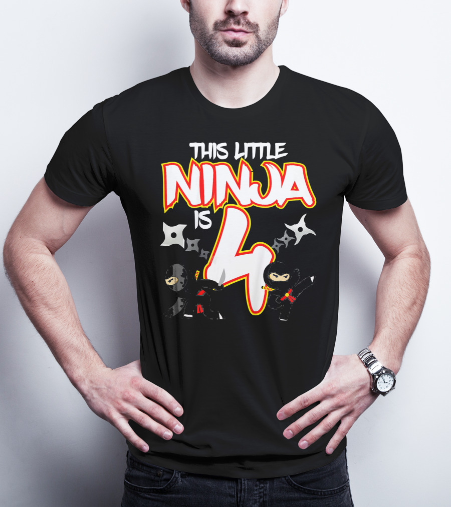This Little Ninja Is 4 Year Old Birthday Party T-Shirt