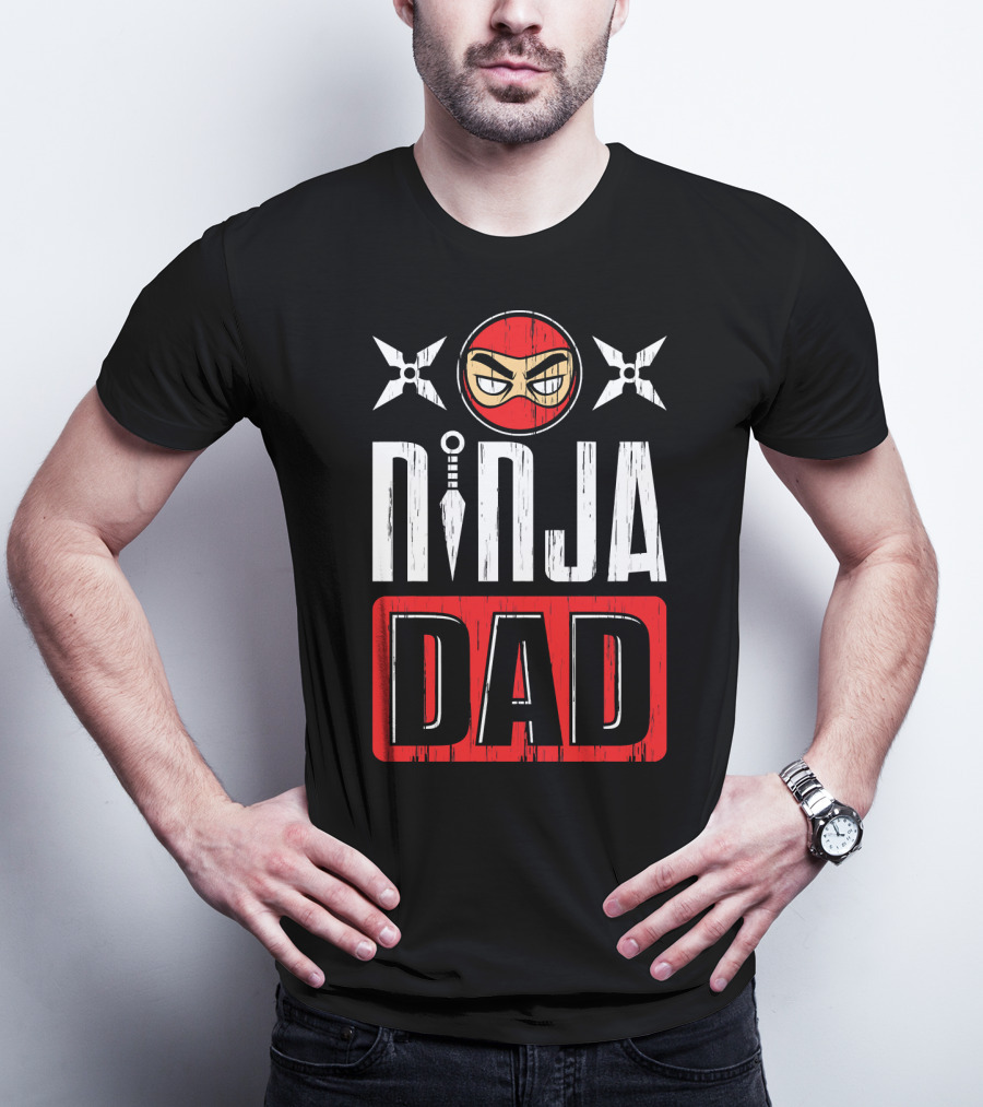 Ninja Dad Daddy Ninjas Stealthy Warrior Father Shuriken Mask T-Shirt