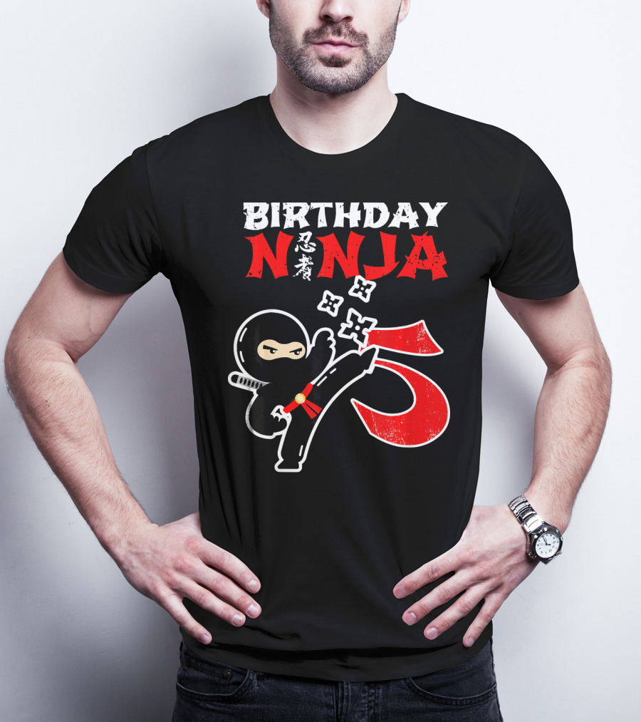 Birthday Ninja Kicking 5th T-Shirt