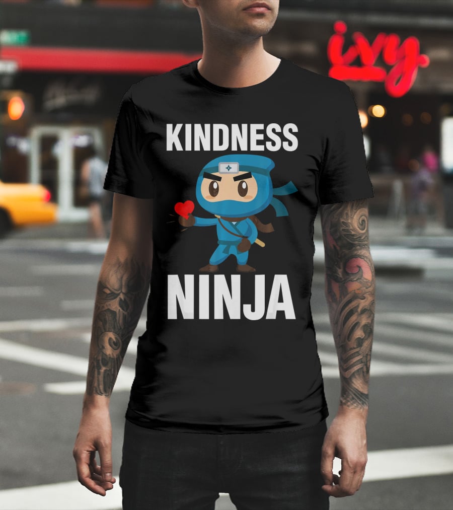 Kindness Ninja Anti Bullying Kids School Hero With Heart T-Shirt