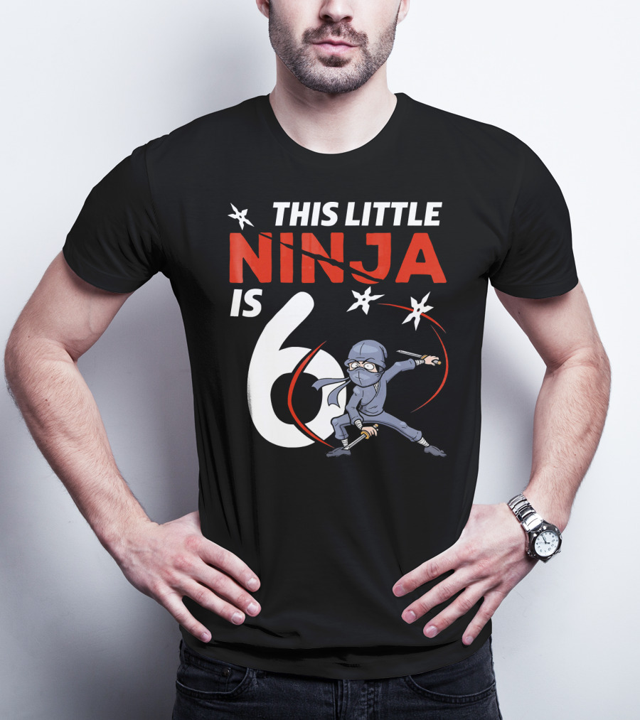 This Little Ninja Is 6 Years Old With Shuriken Warrior And Mask T-Shirt