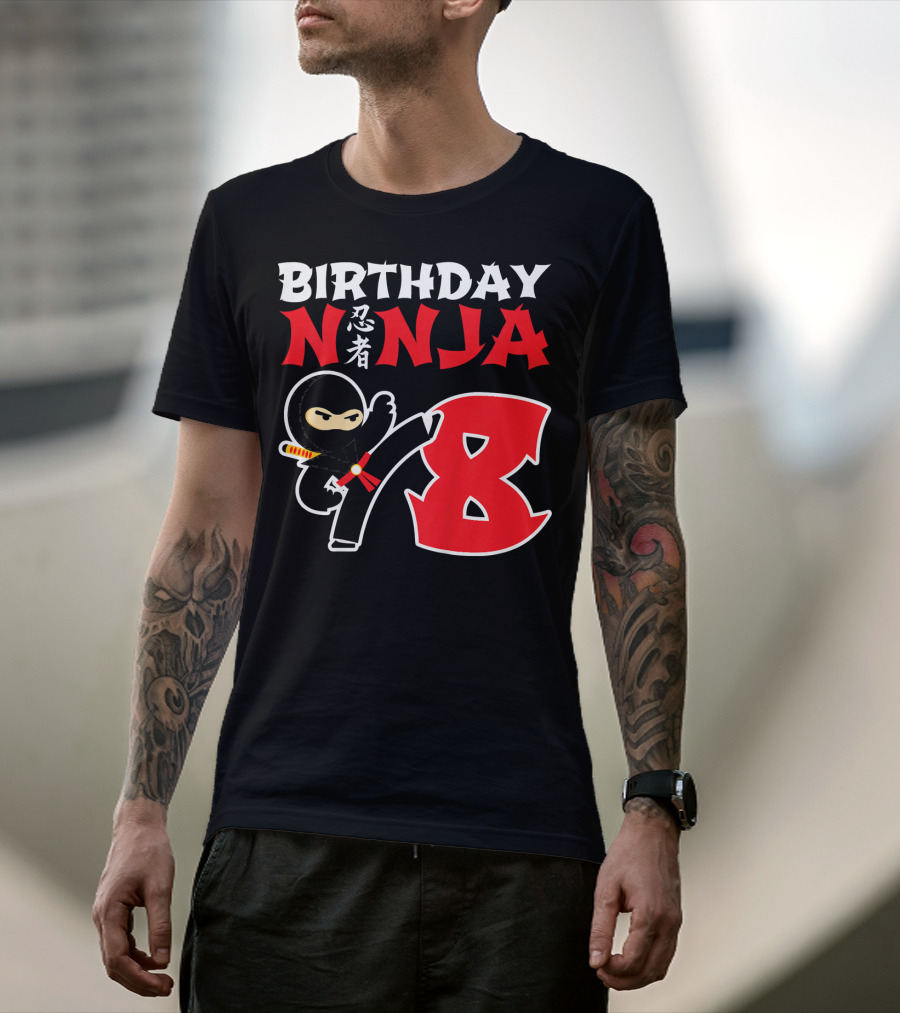 Birthday Ninja 8 Year Old Ninja Kanji T-Shirt