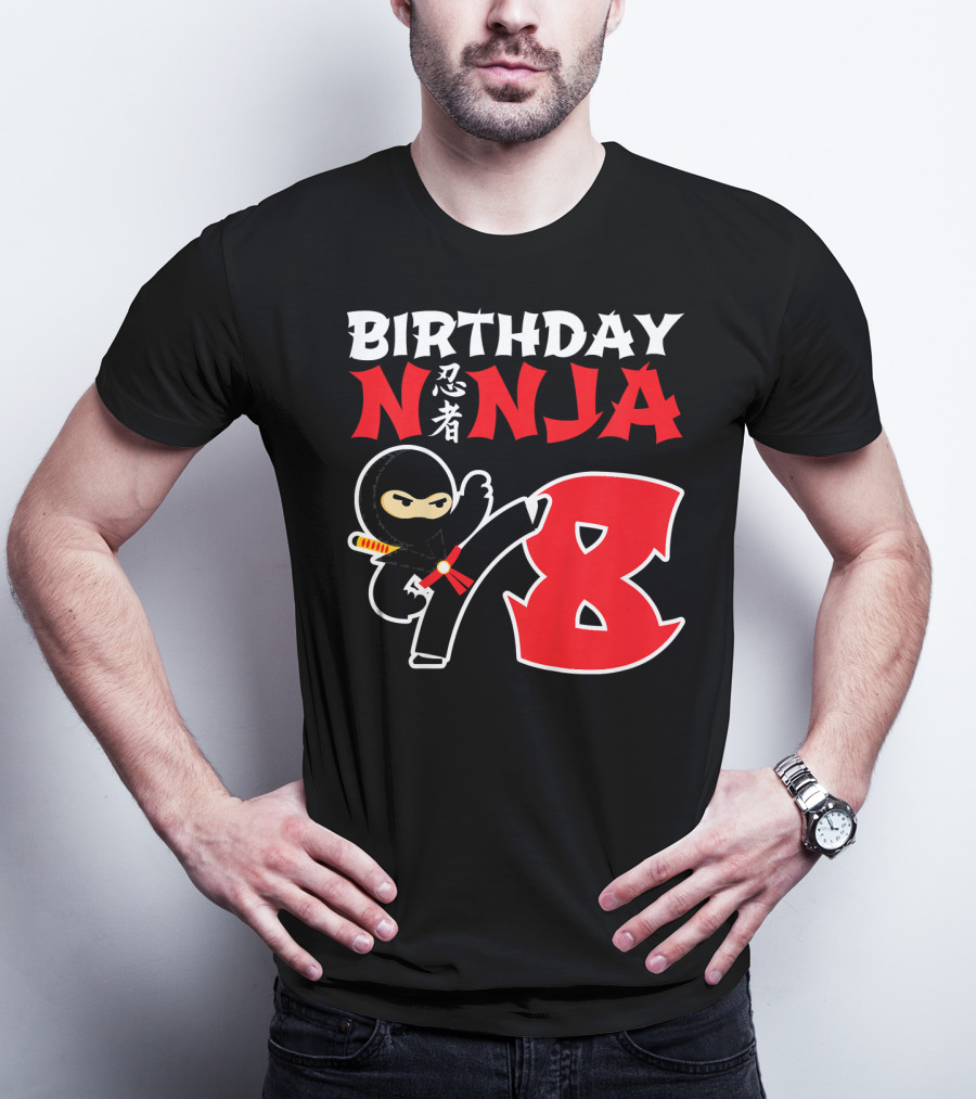 Birthday Ninja 8 Year Old Ninja Kanji T-Shirt