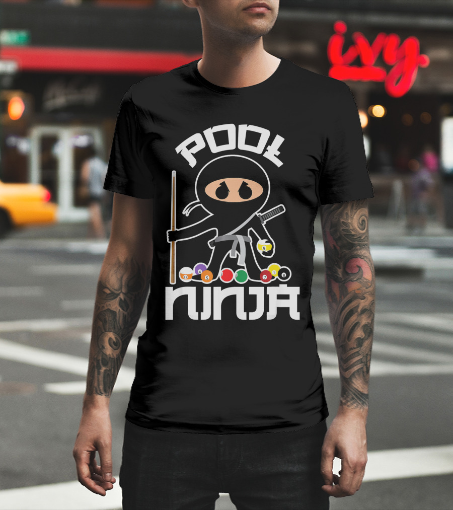 Pool Ninja Billiards With Cute Pocket Balls T-Shirt