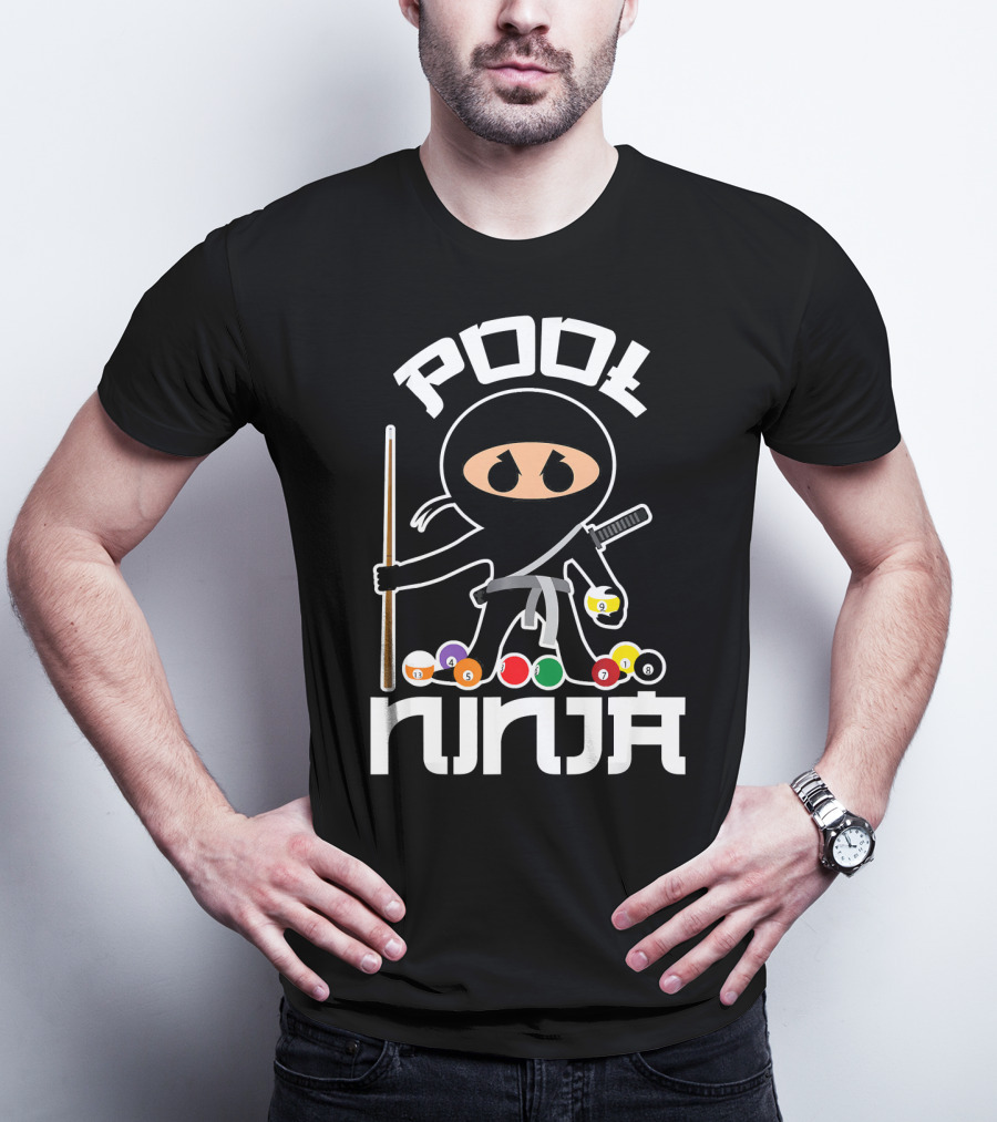 Pool Ninja Billiards With Cute Pocket Balls T-Shirt
