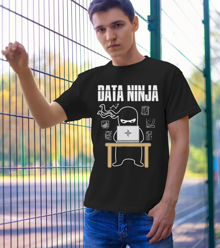Data Ninja Analyst At Work With Laptop And Graphs T-Shirt