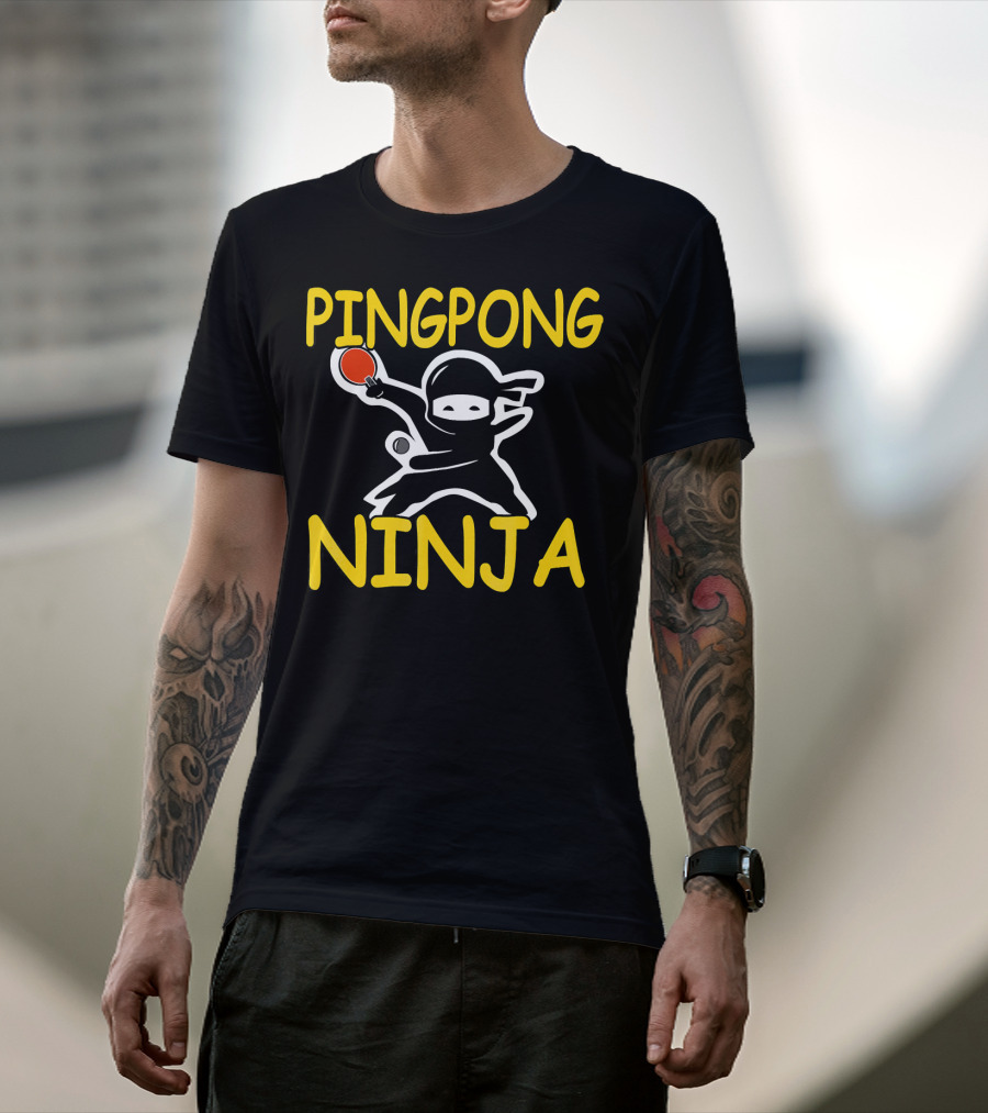 PINGPONG NINJA Action Pose With Table Tennis Paddle T-Shirt