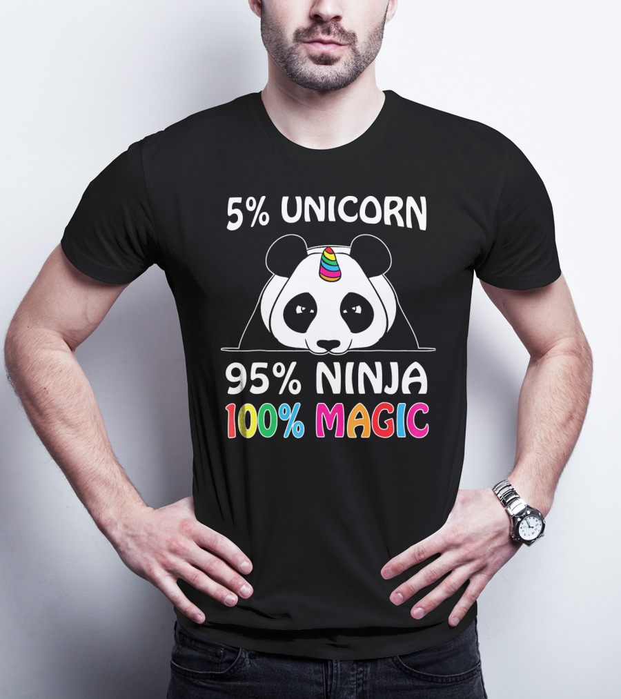 5% Unicorn 95% Ninja 100% Magic Pandicorn Panda Ninja Unicorn T-Shirt