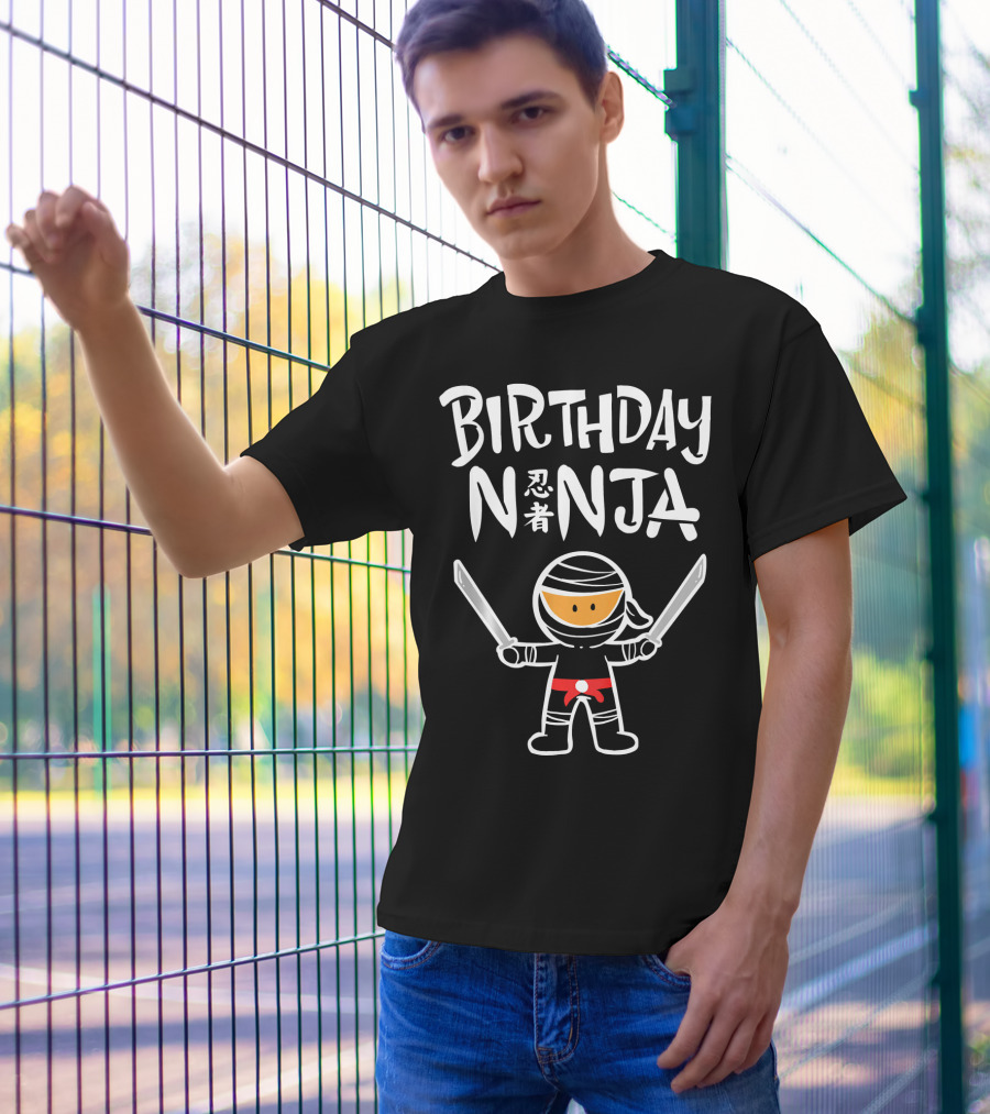 BIRTHDAY NINJA 忍者 Dual Sword Cartoon Character T-Shirt