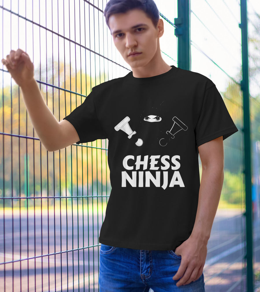 Chess Ninja Fun Warrior With Chess Pieces T-Shirt