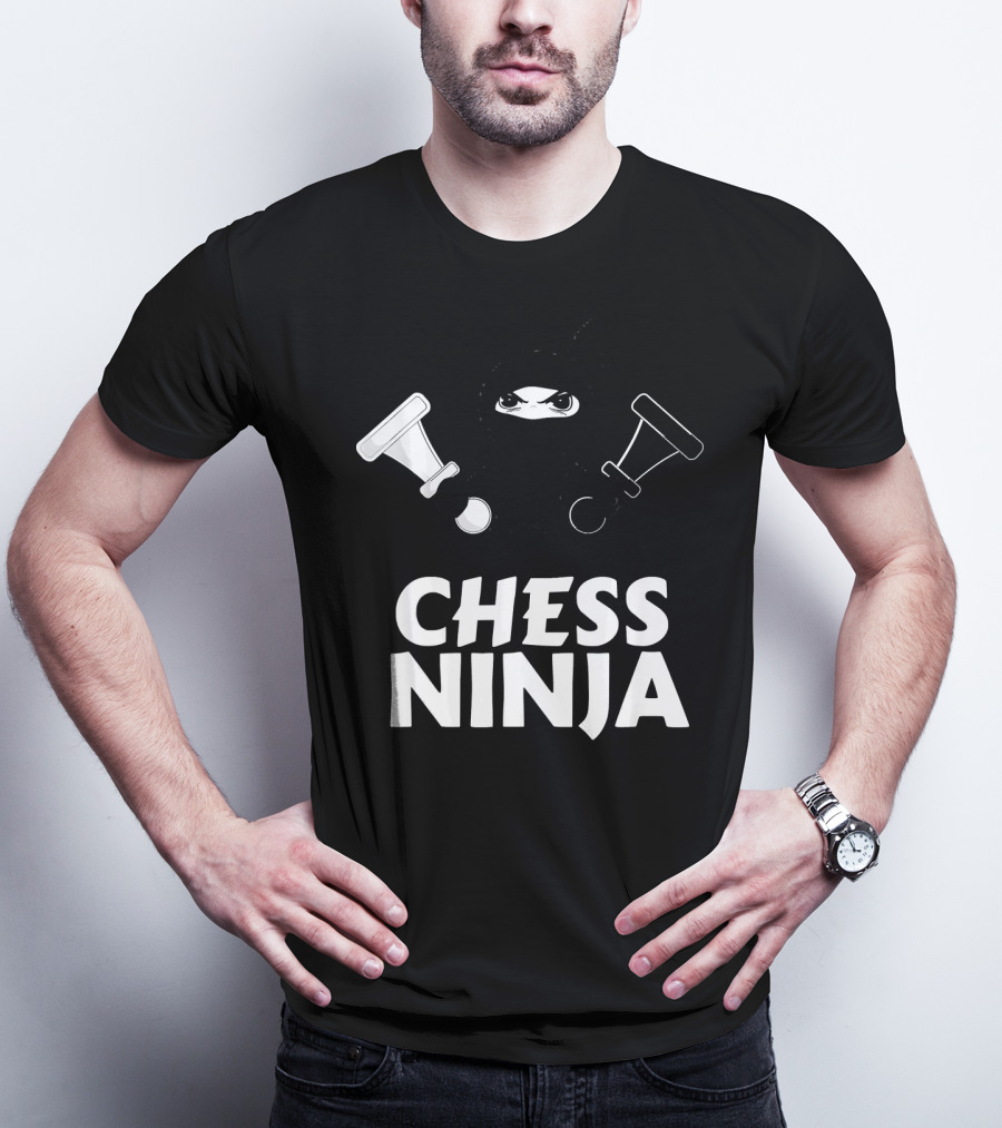 Chess Ninja Fun Warrior With Chess Pieces T-Shirt