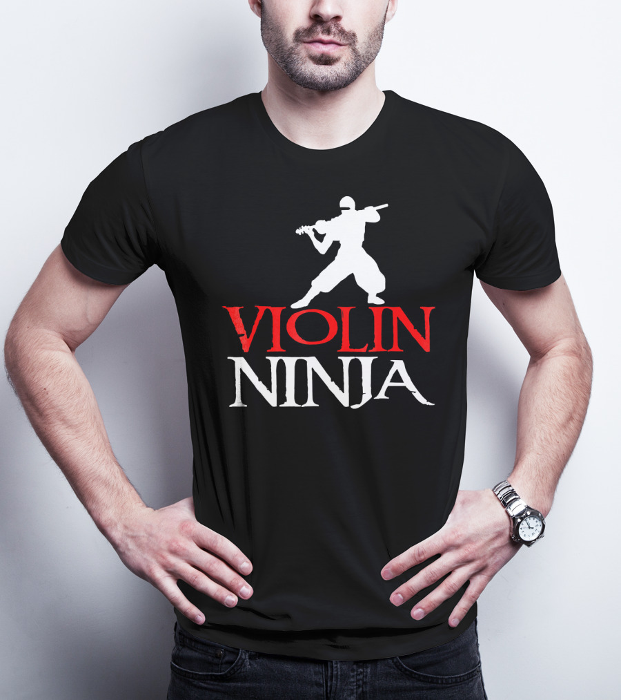 Violin Ninja Violinist Fiddle Martial Arts Fusion T-Shirt