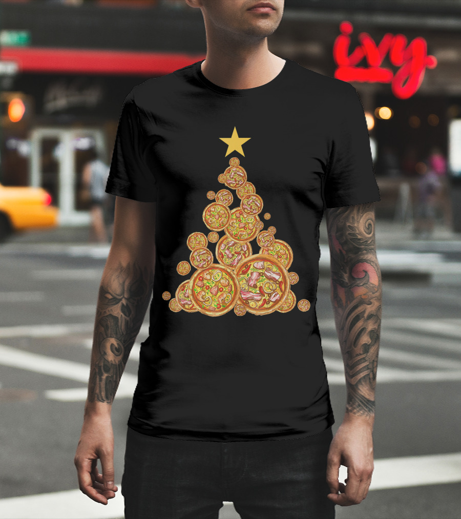 Pizza Christmas Tree Festive Pizza Lover Holiday T-Shirt