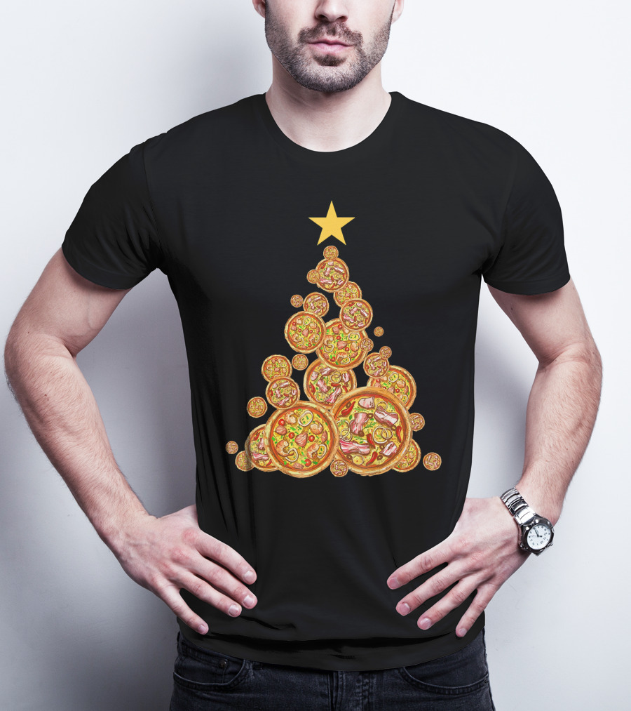 Pizza Christmas Tree Festive Pizza Lover Holiday T-Shirt