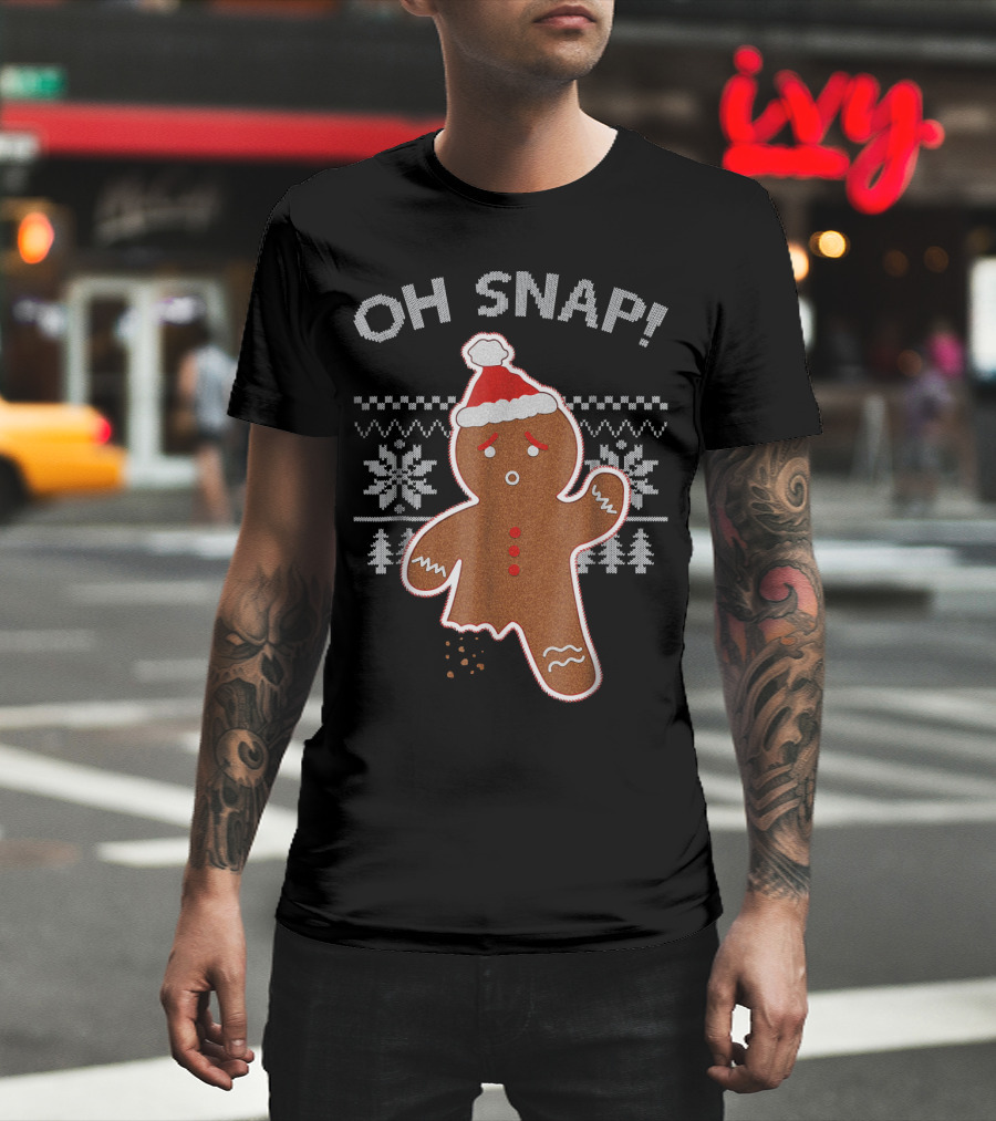 Oh Snap Broken Gingerbread Christmas Knit T-Shirt