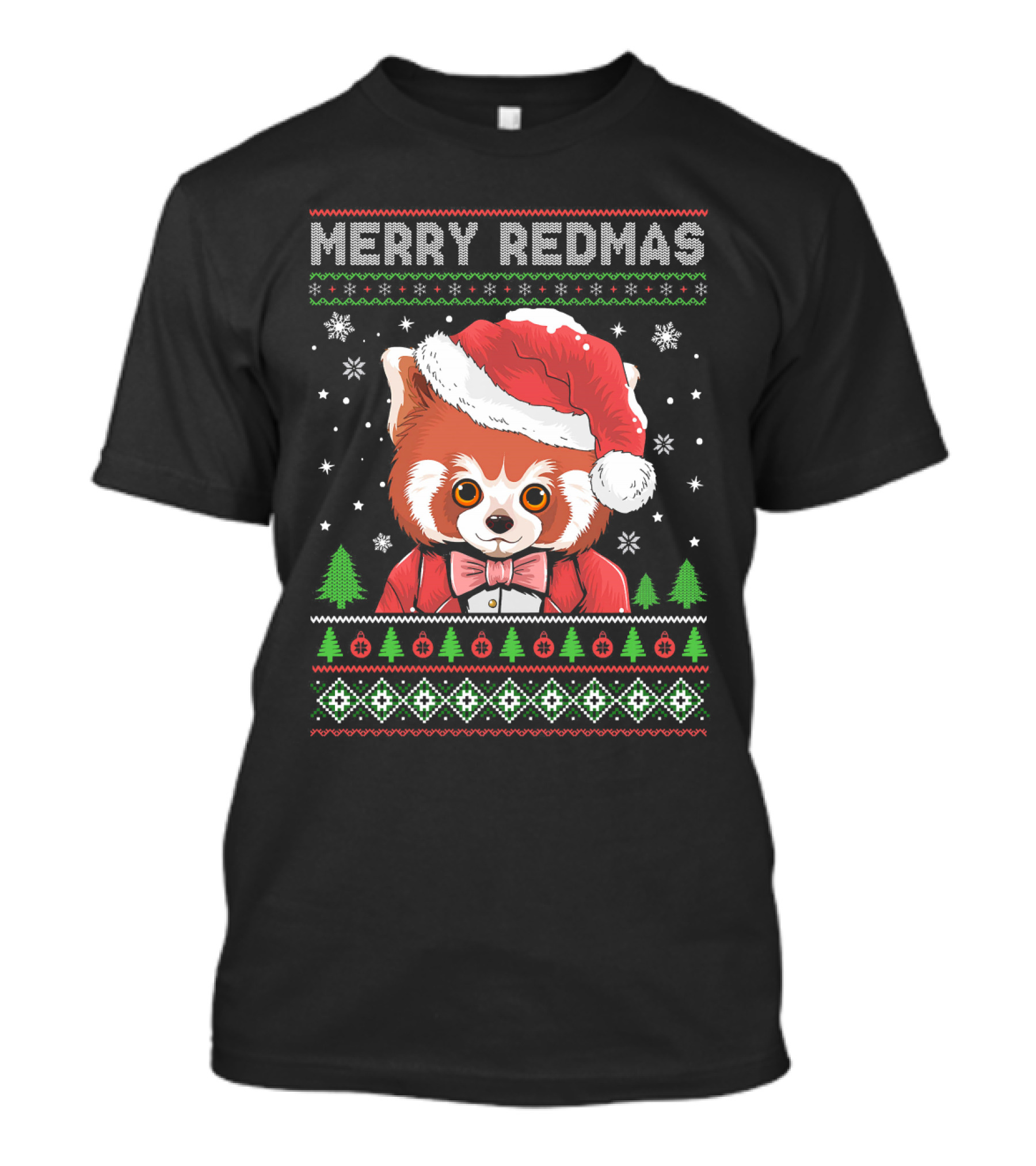 Merry Redmas Raccoon With Santa Hat And Festive T-Shirt