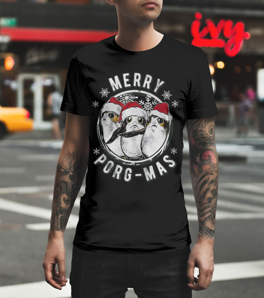 Star Wars Merry Porg Mas Christmas Holiday T-Shirt