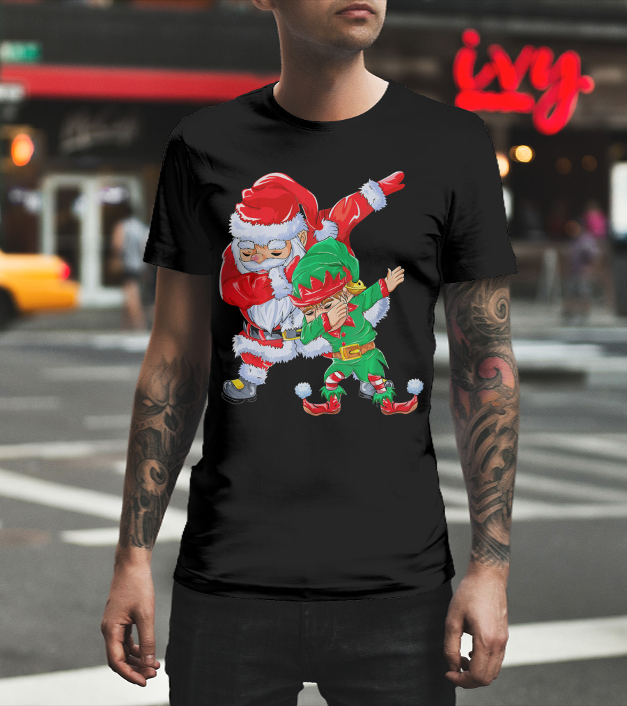 Santa And Elf Performing Dab Dance Moves T-Shirt