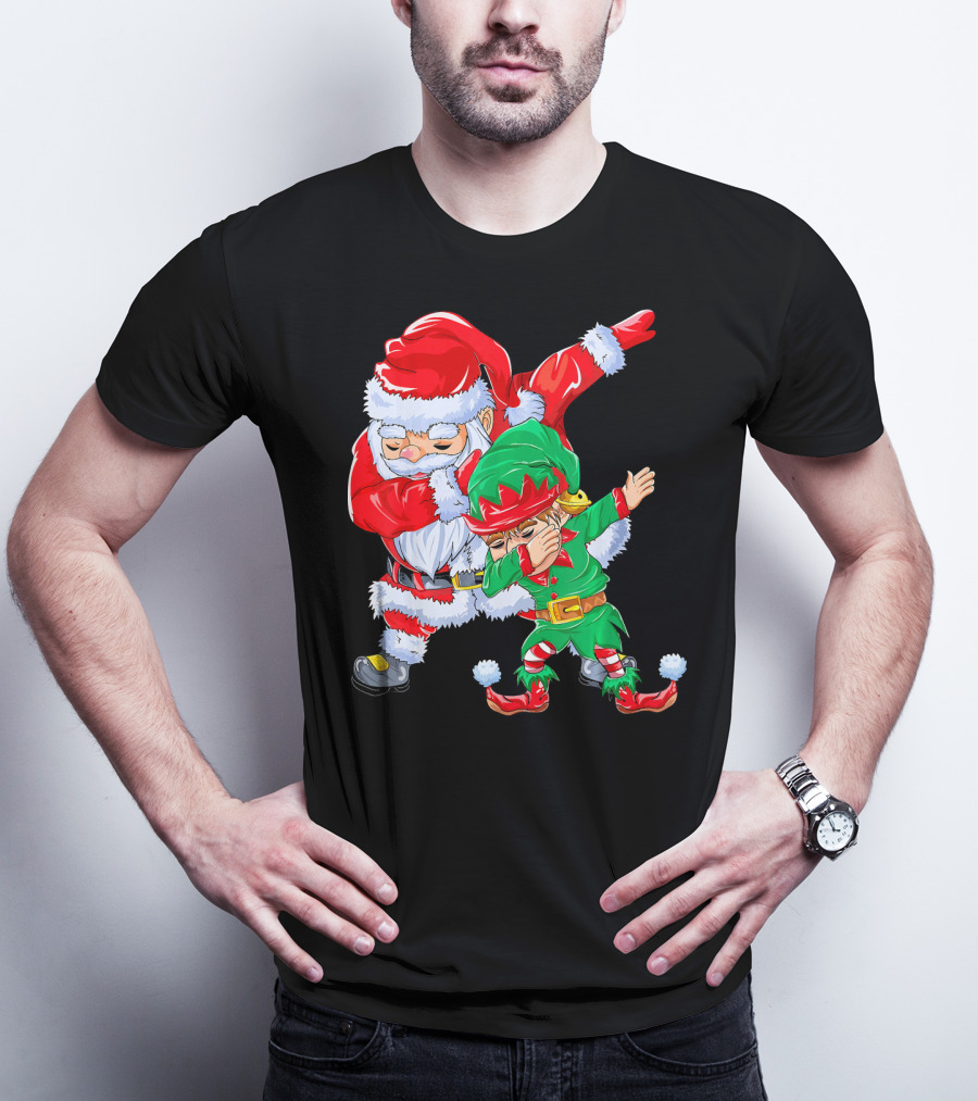 Santa And Elf Performing Dab Dance Moves T-Shirt