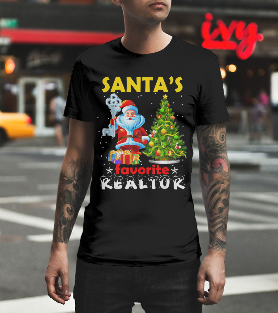 Santa's Favorite Realtor Christmas Tree Presents Key T-Shirt