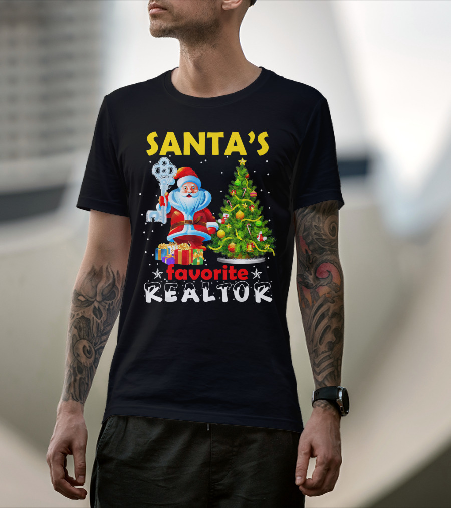 Santa's Favorite Realtor Christmas Tree Presents Key T-Shirt