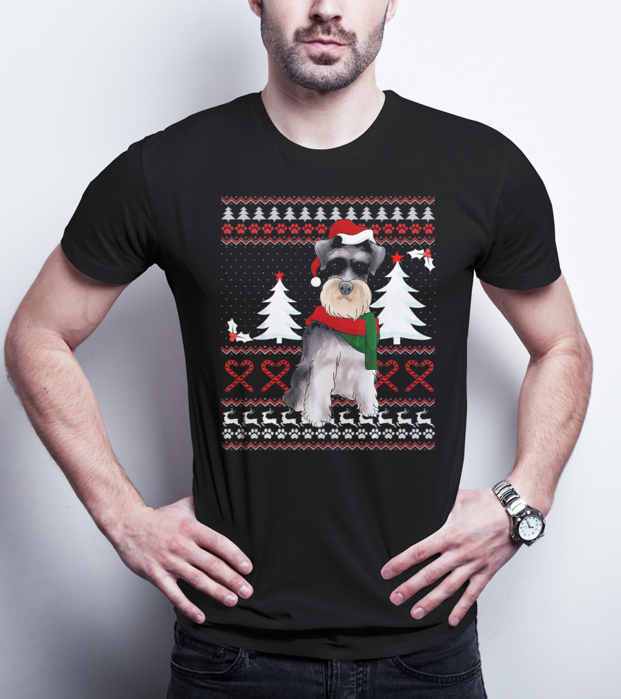 Miniature Schnauzer Christmas Holiday T-Shirt