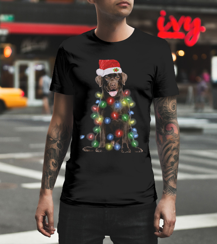 Christmas Lights Labrador Retriever With Santa Hat T-Shirt
