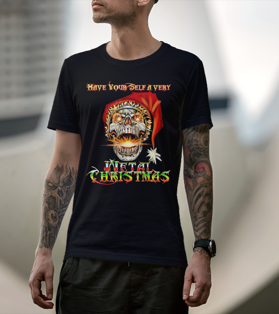 Have Yourself A Very Metal Christmas Skull Santa T-Shirt