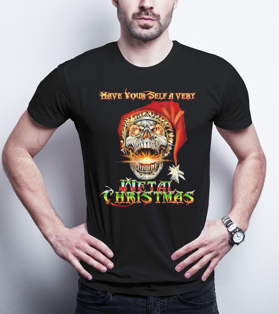 Have Yourself A Very Metal Christmas Skull Santa T-Shirt