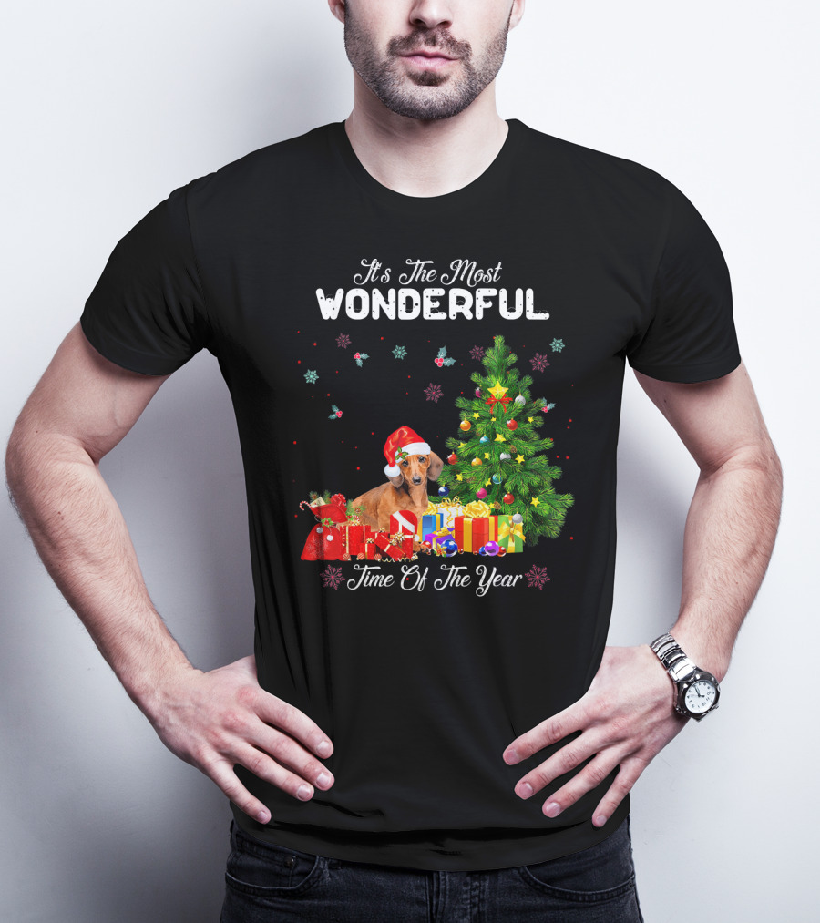 It's The Most Wonderful Time Of Year Dachshund Christmas Tree Presents T-Shirt