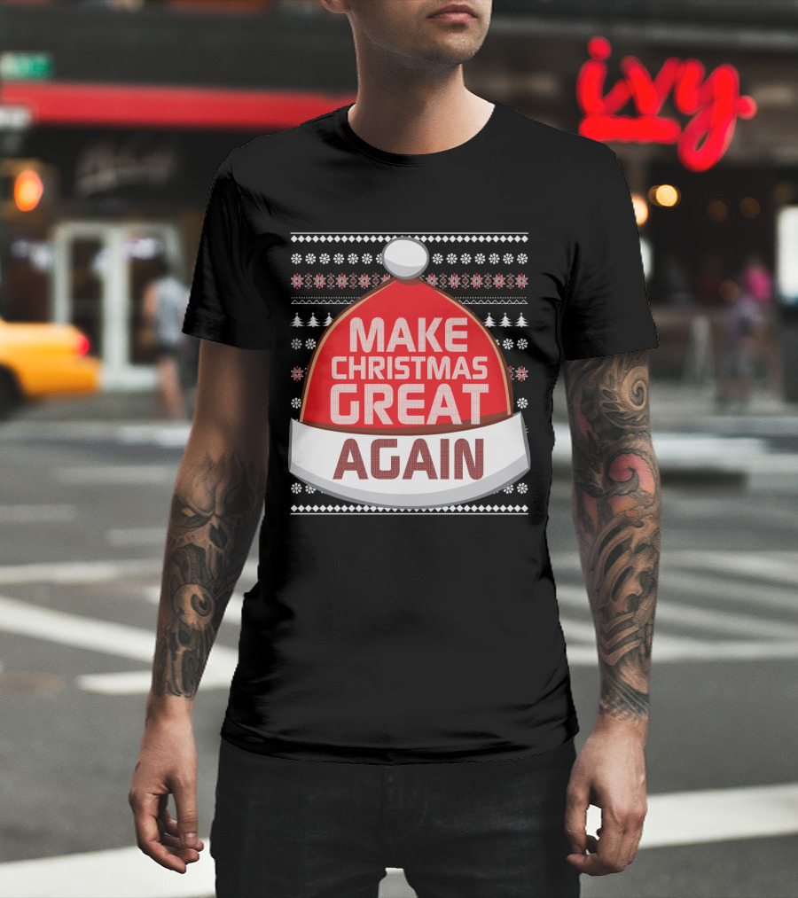 Make Christmas Great Again Santa Hat Snowflake T-Shirt