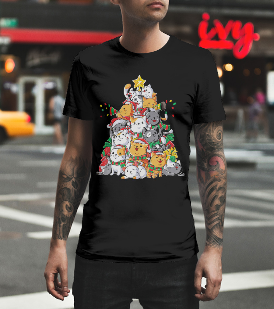 Cat Christmas Tree Meowy Catmas T-Shirt